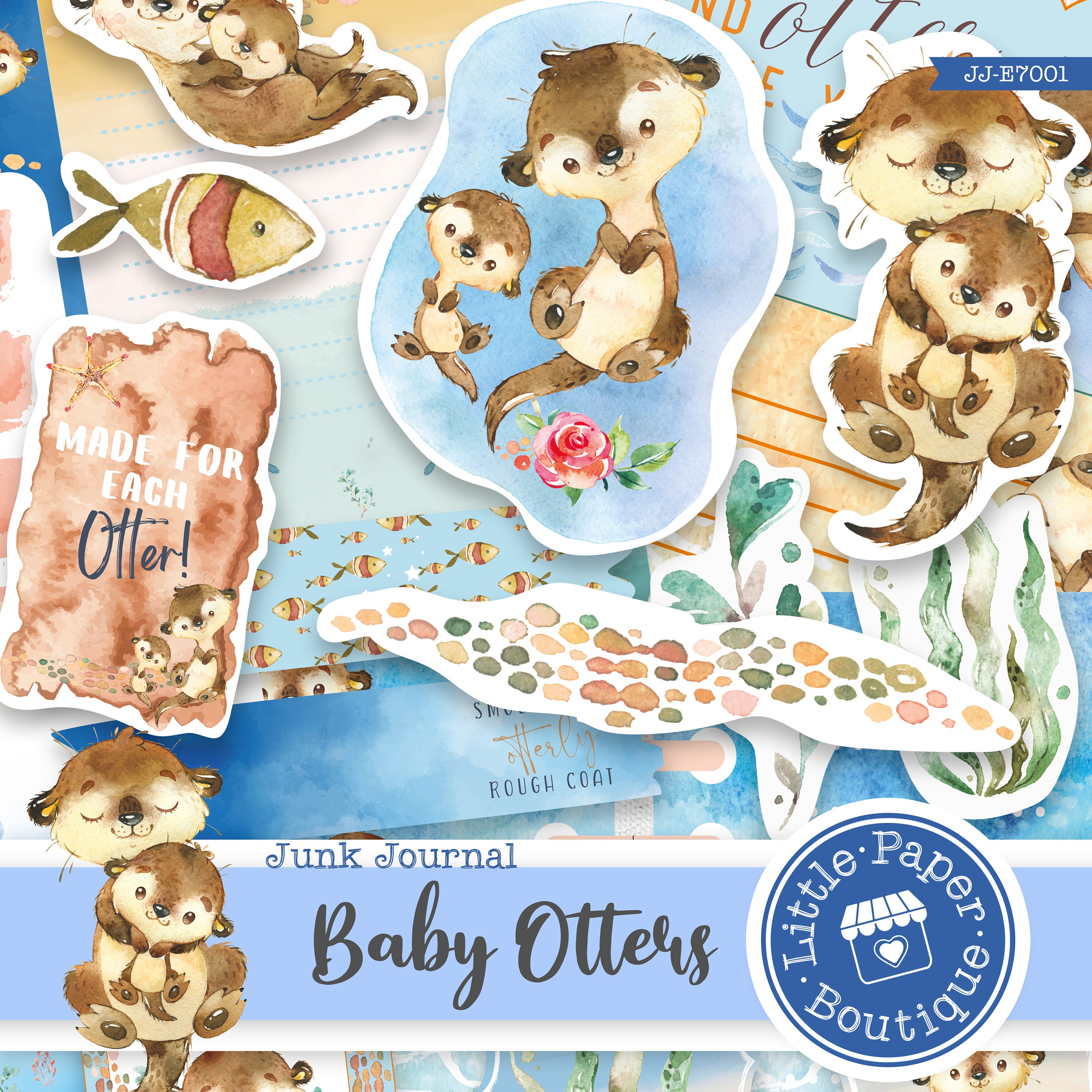 Sea Otters Family Digital Junk Journal Kit FULL KIT With - Etsy
