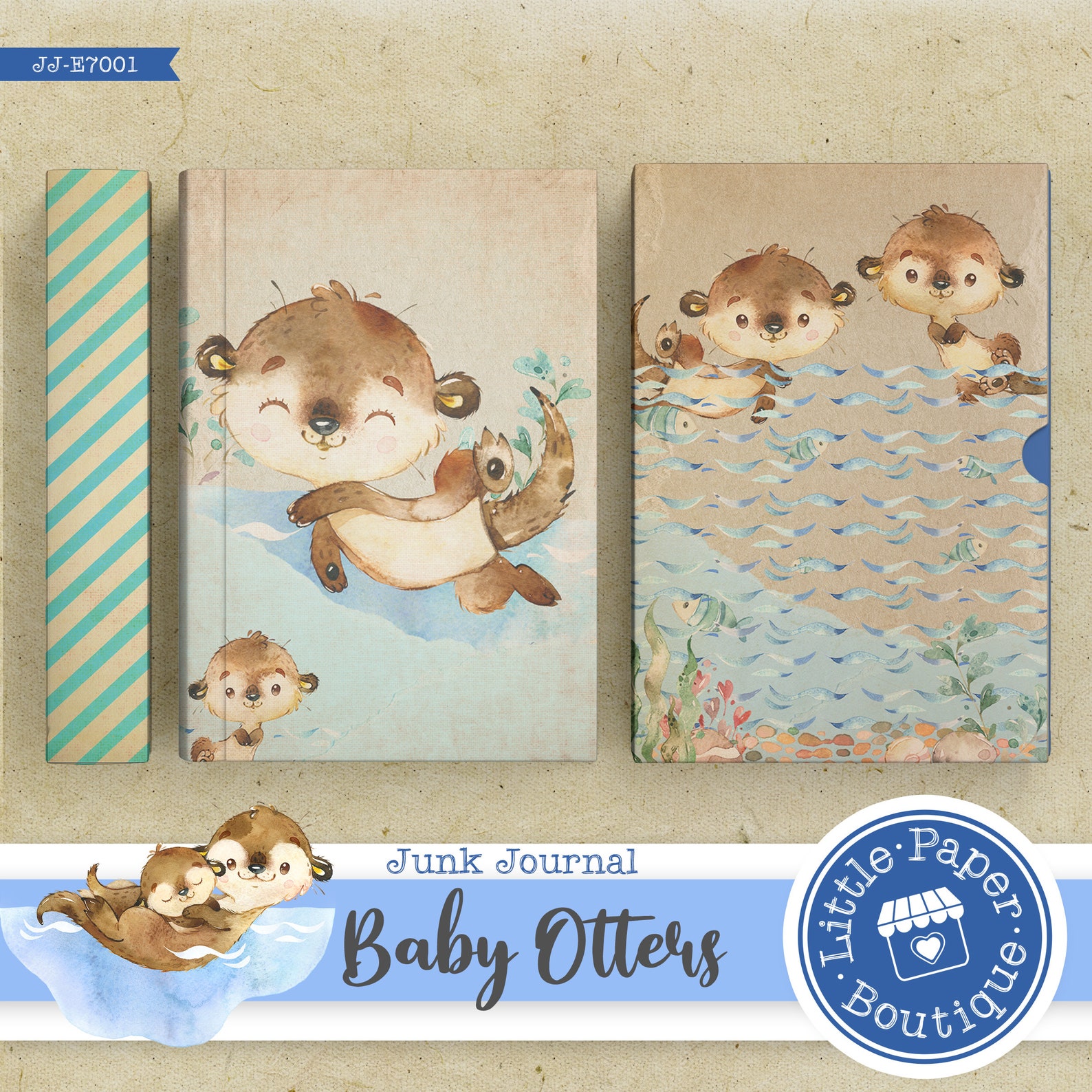 Sea Otters Family Digital Junk Journal Kit (FULL KIT) With Scrapbook ...