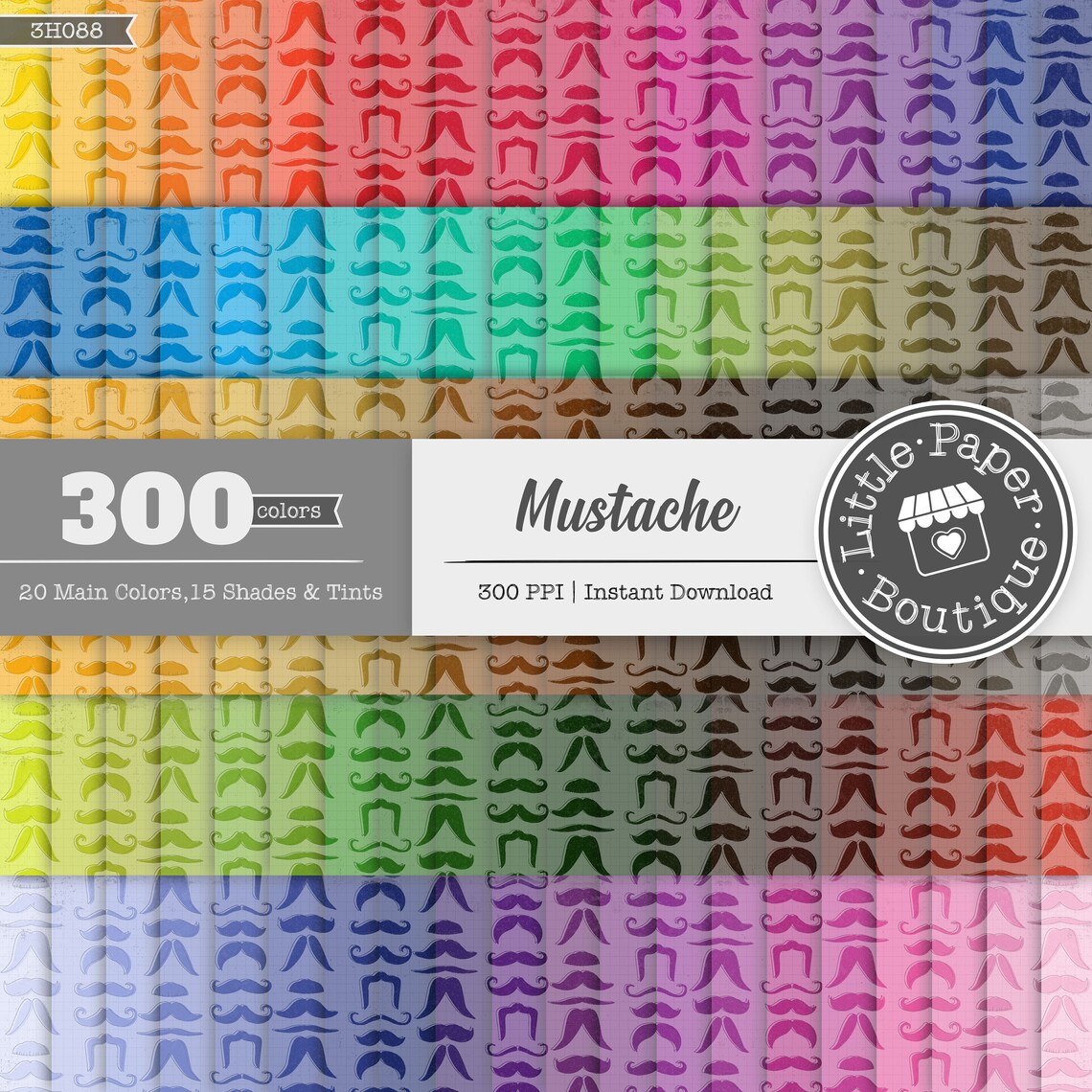 Mustache Digital Paper Stache Background Primary Colors - Etsy
