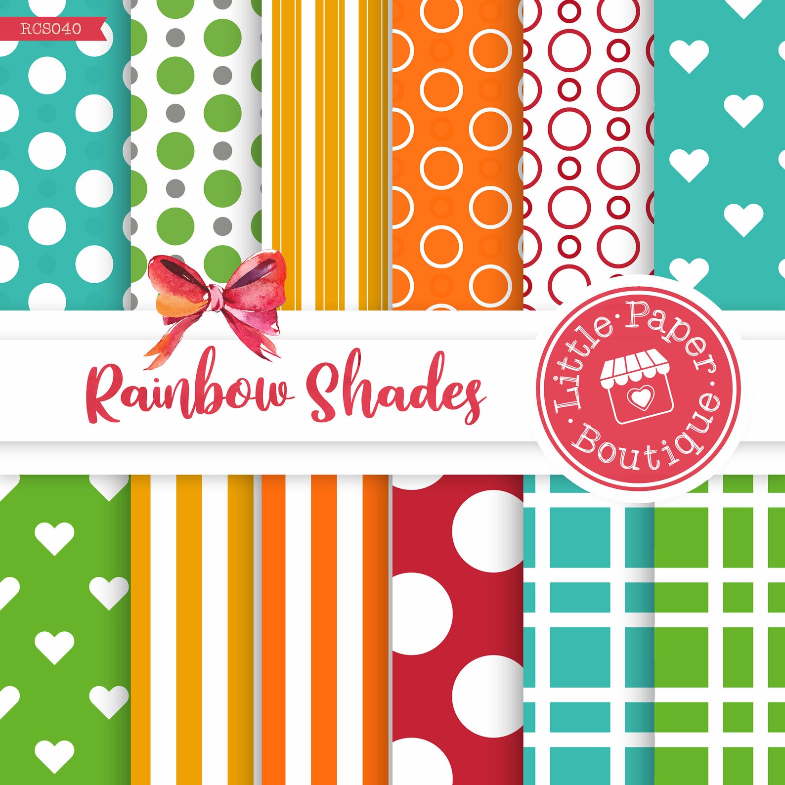 Bright Rainbow Digital Paper Set Rainbow Patterned Paper - Etsy
