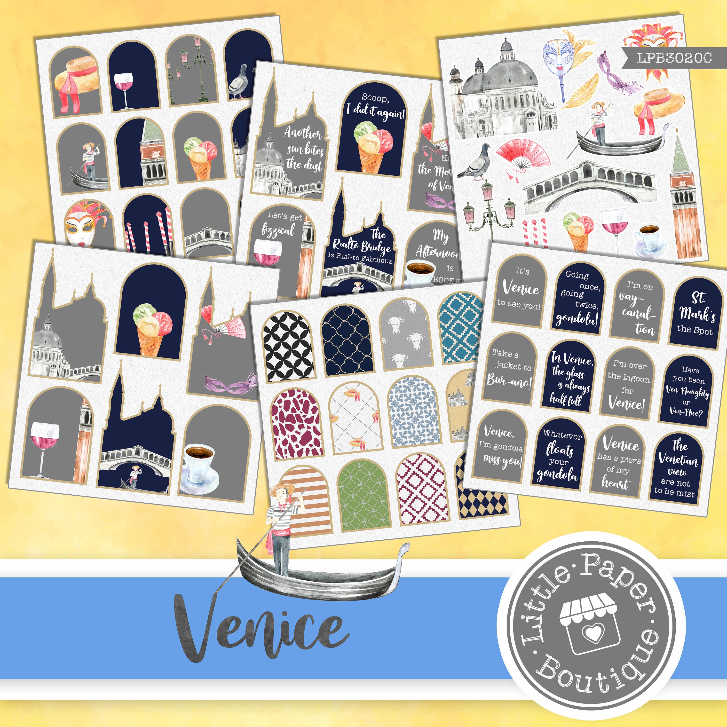 Venice digital paper Italy digital paper pack Мask digital | Etsy