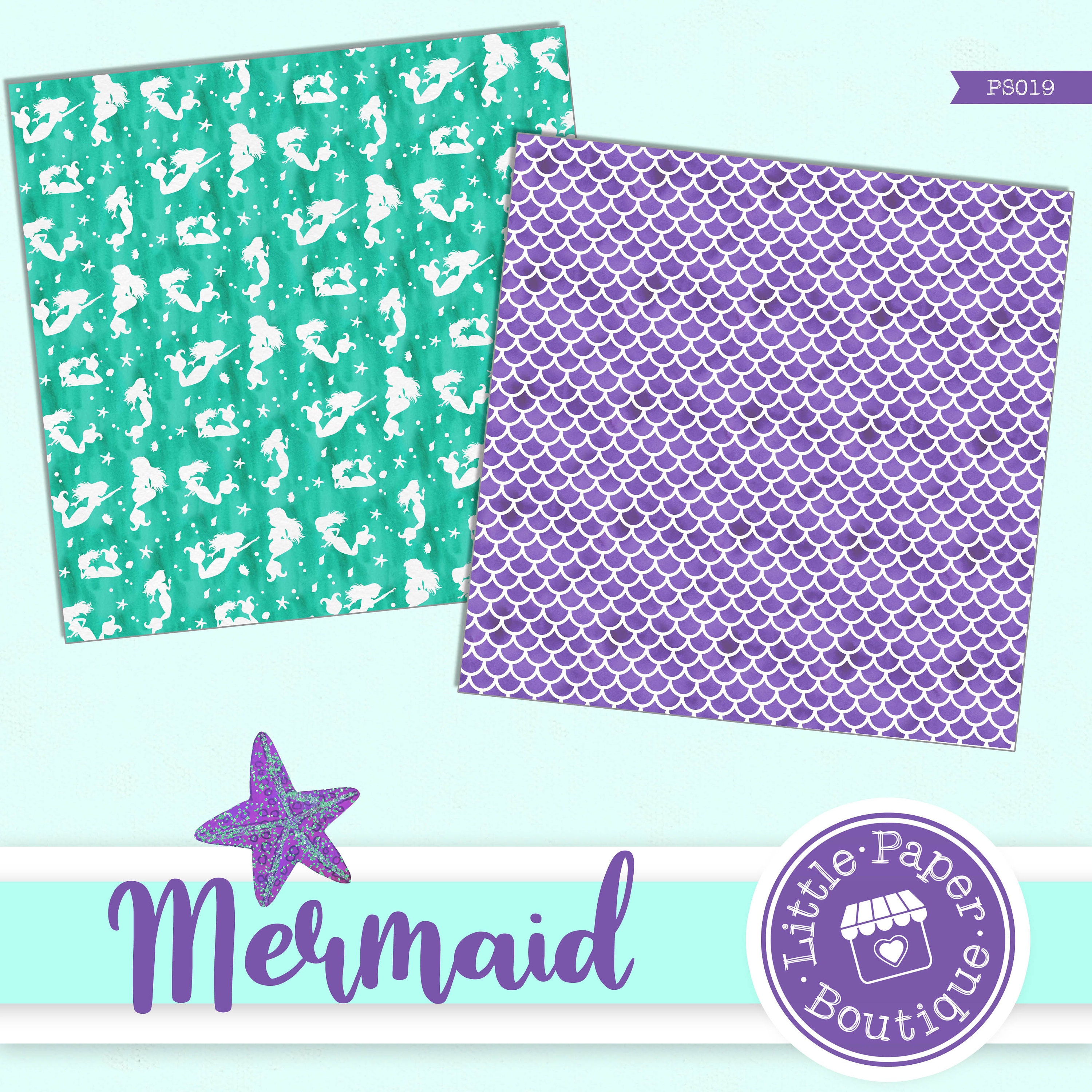 Mermaid Glitter Digital Papers Nautical Papers Ocean Papers - Etsy
