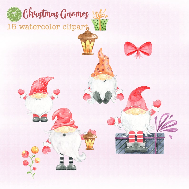 Gnome Clipart Printable Christmas Gnomes Clipart. - Etsy