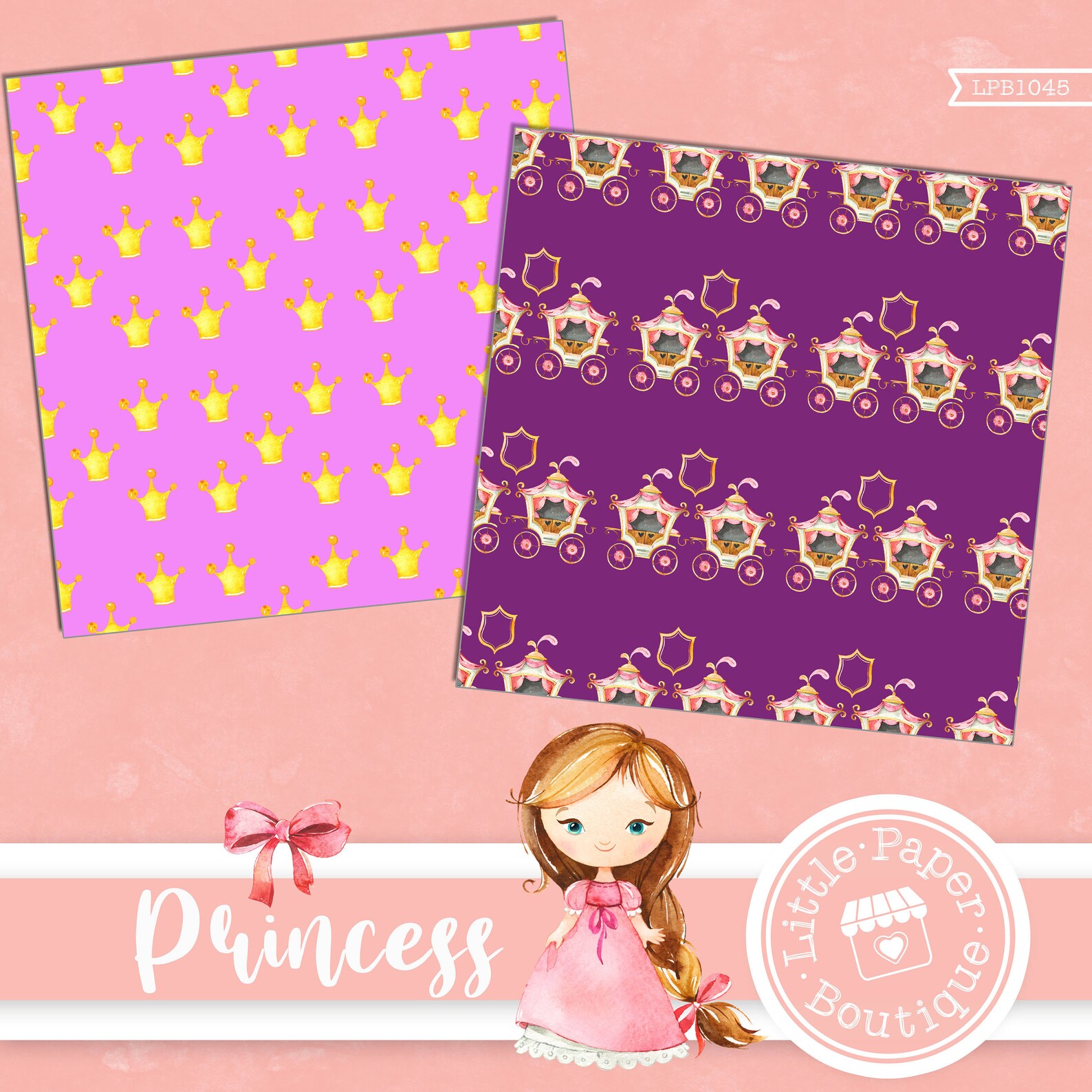 Little Princess Digital Paper Downloads Girl Printables | Etsy