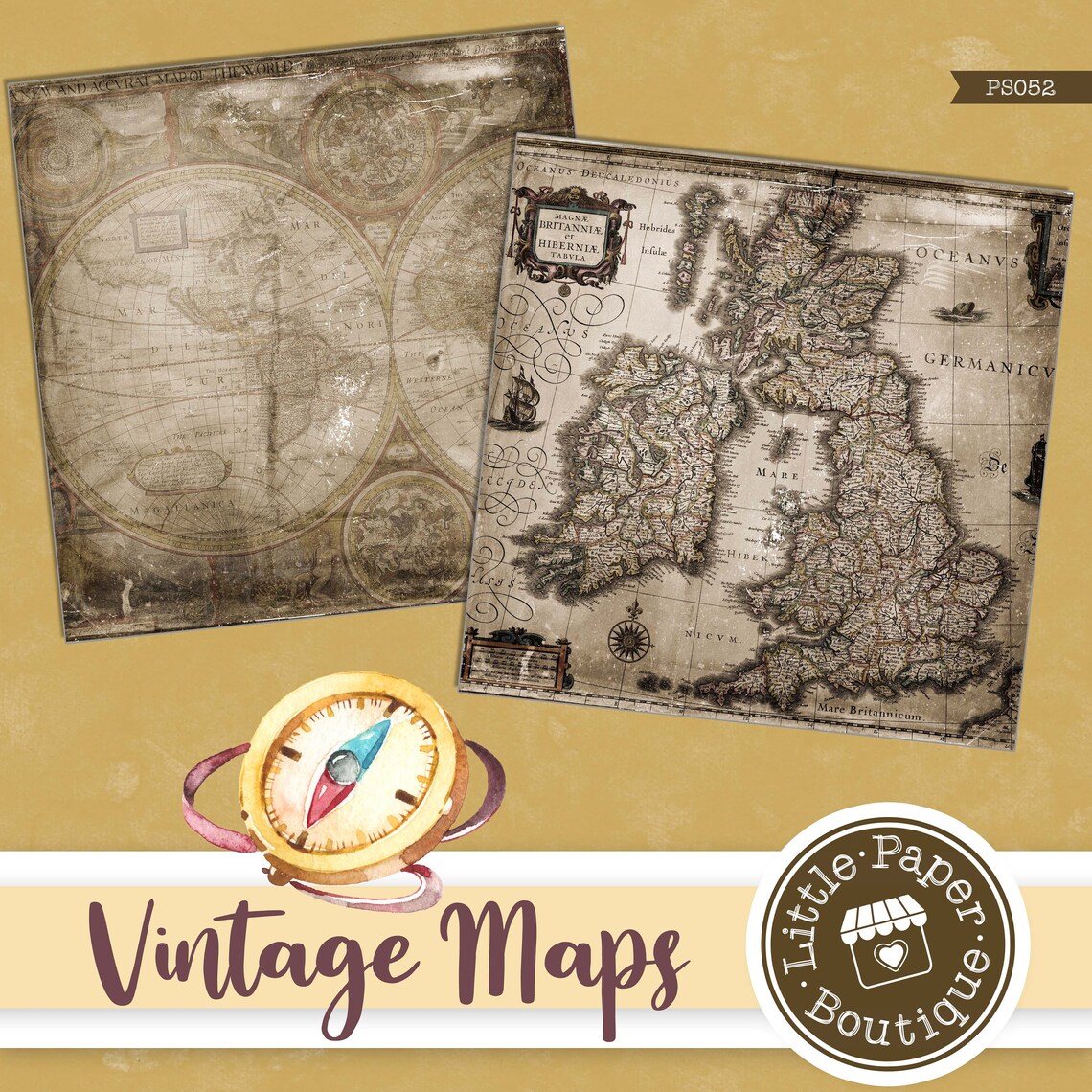 Digital Antique Map Printable Antique Old Map Double | Etsy
