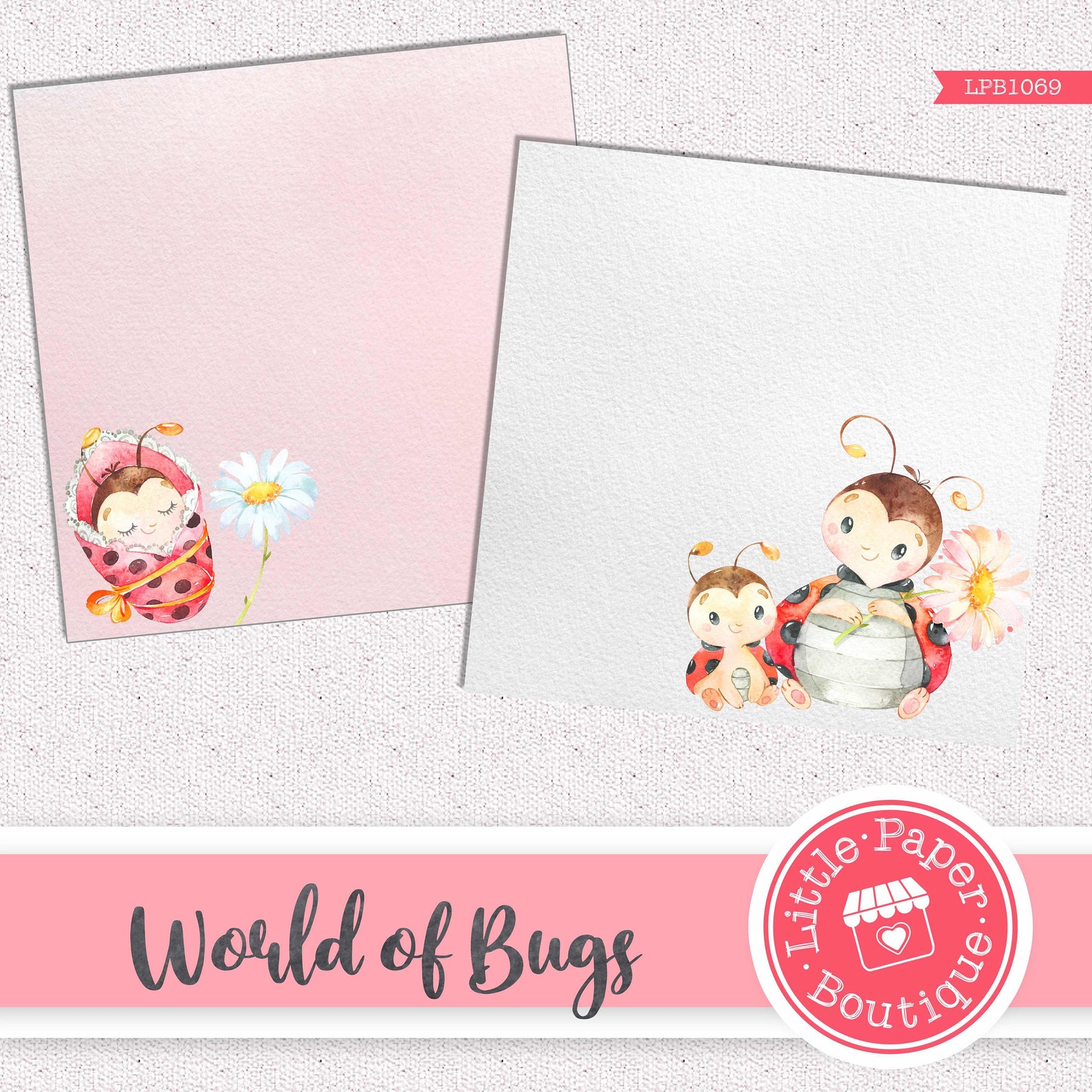 Ladybug Digital Paper Sweet Ladybug Scrapbook Papers | Etsy