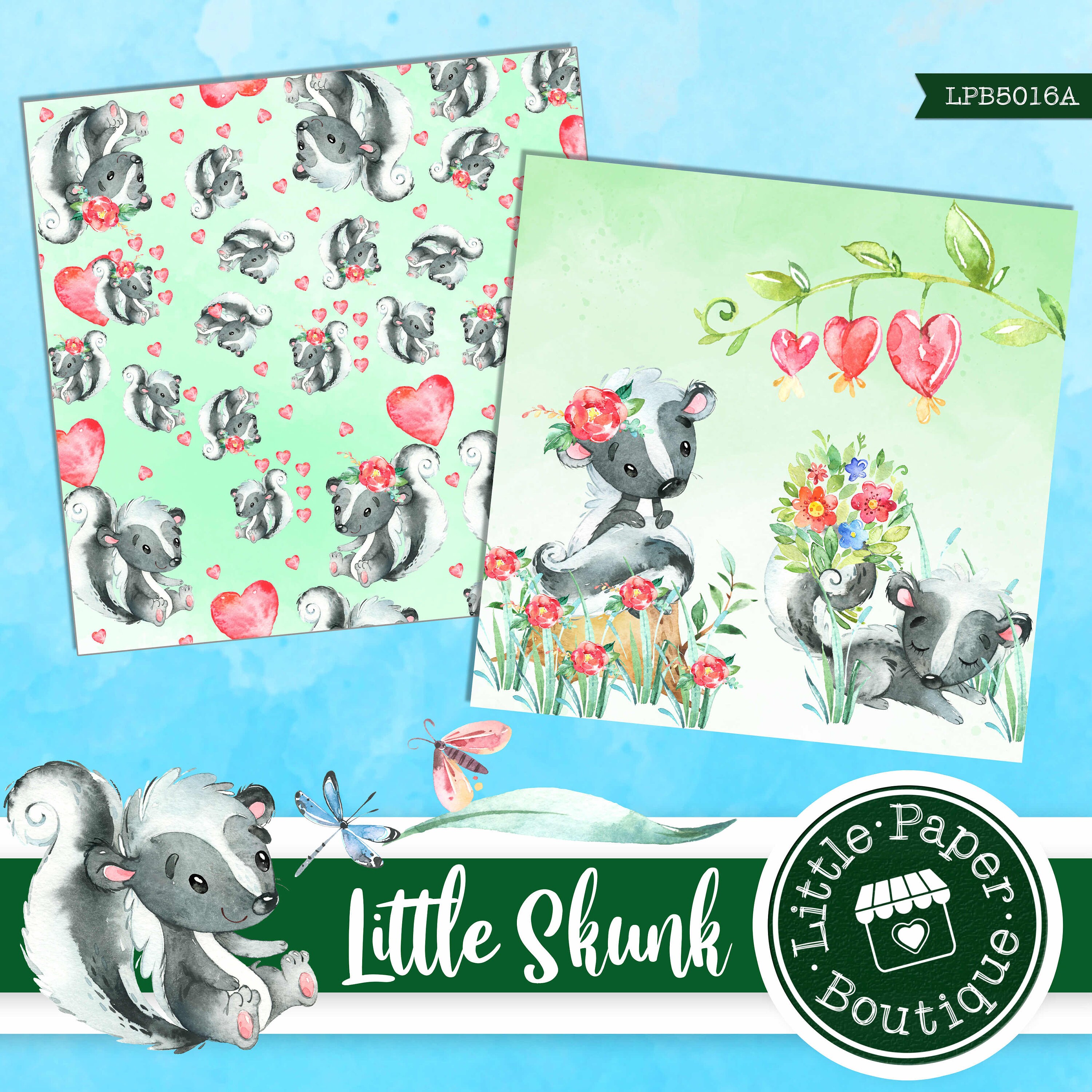 Skunks Forest Animals Woodlands Digital Printable Background - Etsy