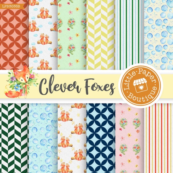 Nursery Digital Paper Pack Baby Fox Digital Papers Baby | Etsy