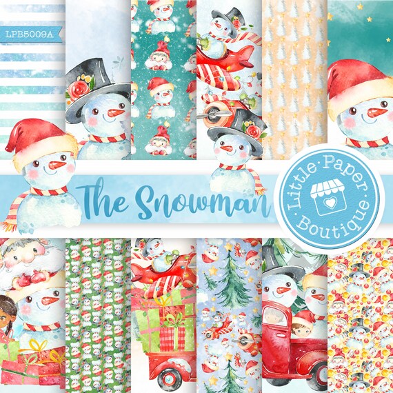 Snowman Digital Paper Snowman Digital Paper Snowflake | Etsy