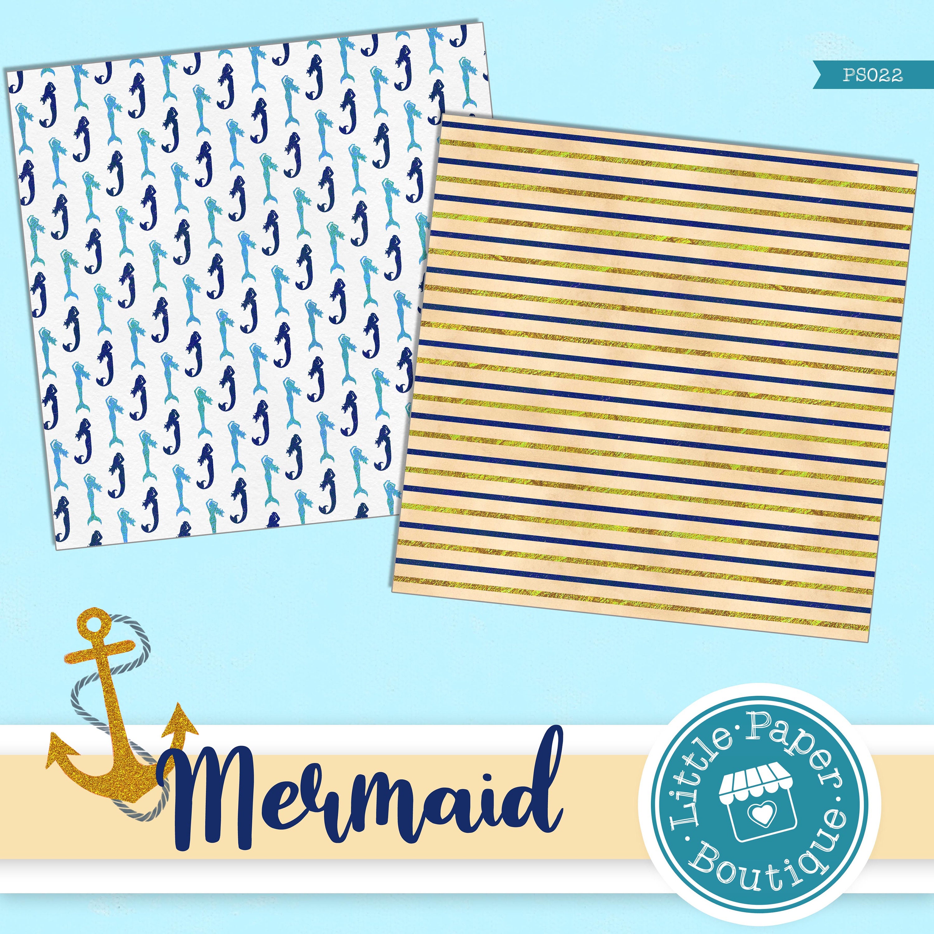 Mermaid Digital Paper Background Under the Sea Scrapbook | Etsy
