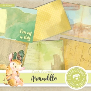 Armadillo Desert Animal Digital Junk Journal Kit FULL KIT With Scrapbook Printable Papers ...