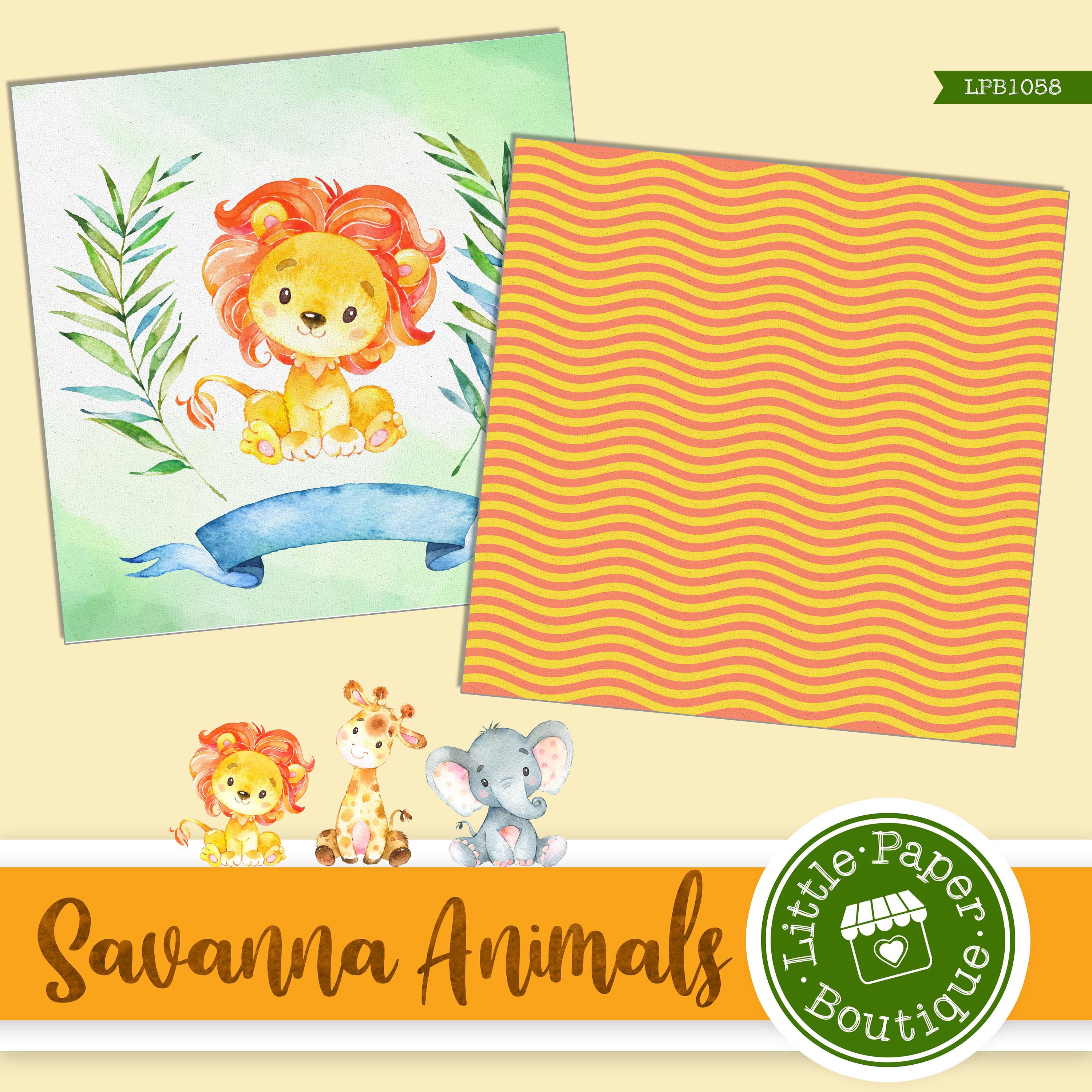 Safari Digital Papers Pack Printable Sheets Scrapbooking | Etsy