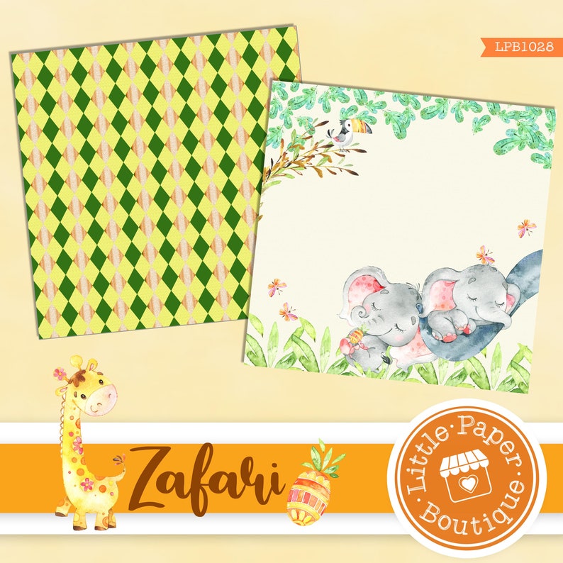 Safari Zoo Digital Paper Zoo Scrapbook Paper Zoo Animals | Etsy