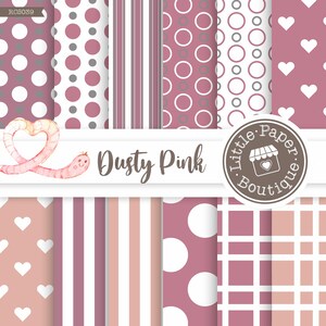 Cute Pink Digital Paper Set - Rainbow Patterned Paper, Polka, Stripe ...