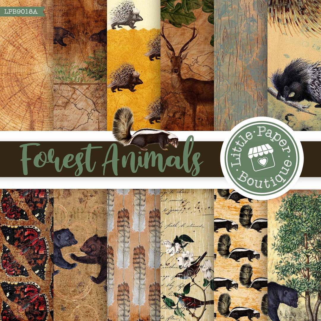 Woodland Animal Digital Paper Printable Forest Papers Woodlands ...