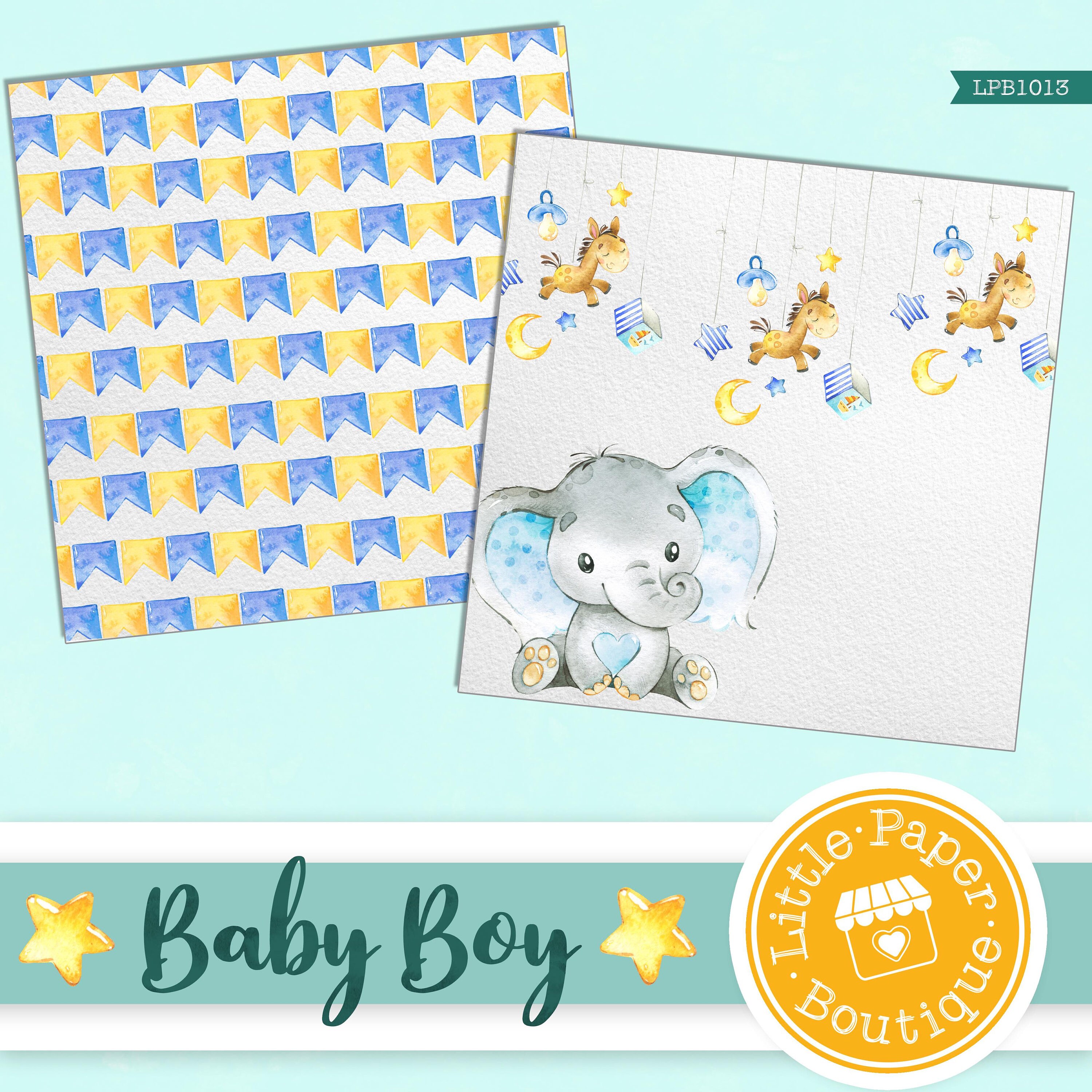 Baby Blue Digital Paper, Blue, Grey, Baby Boy, Digital Paper, Scrapbook ...