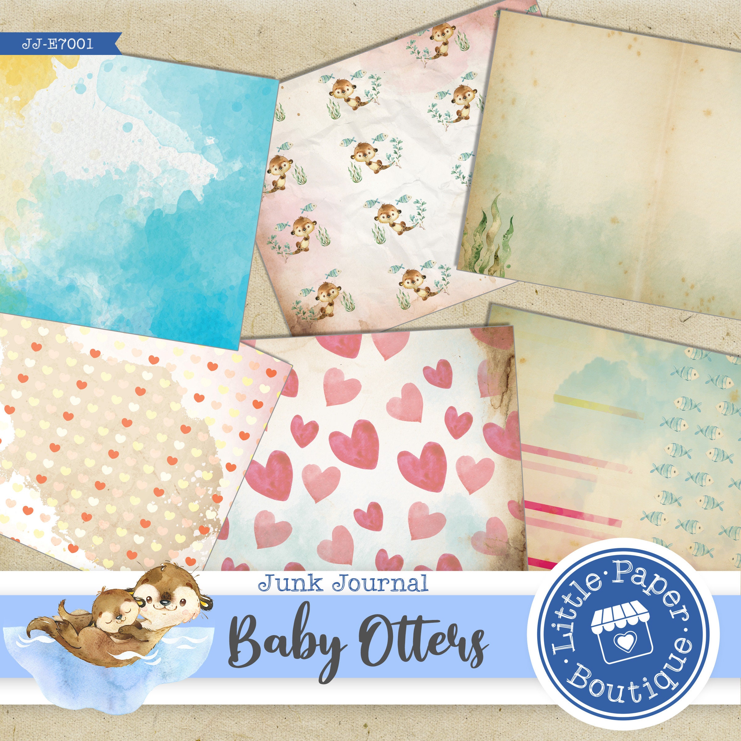 Sea Otters Family Digital Junk Journal Kit FULL KIT With - Etsy