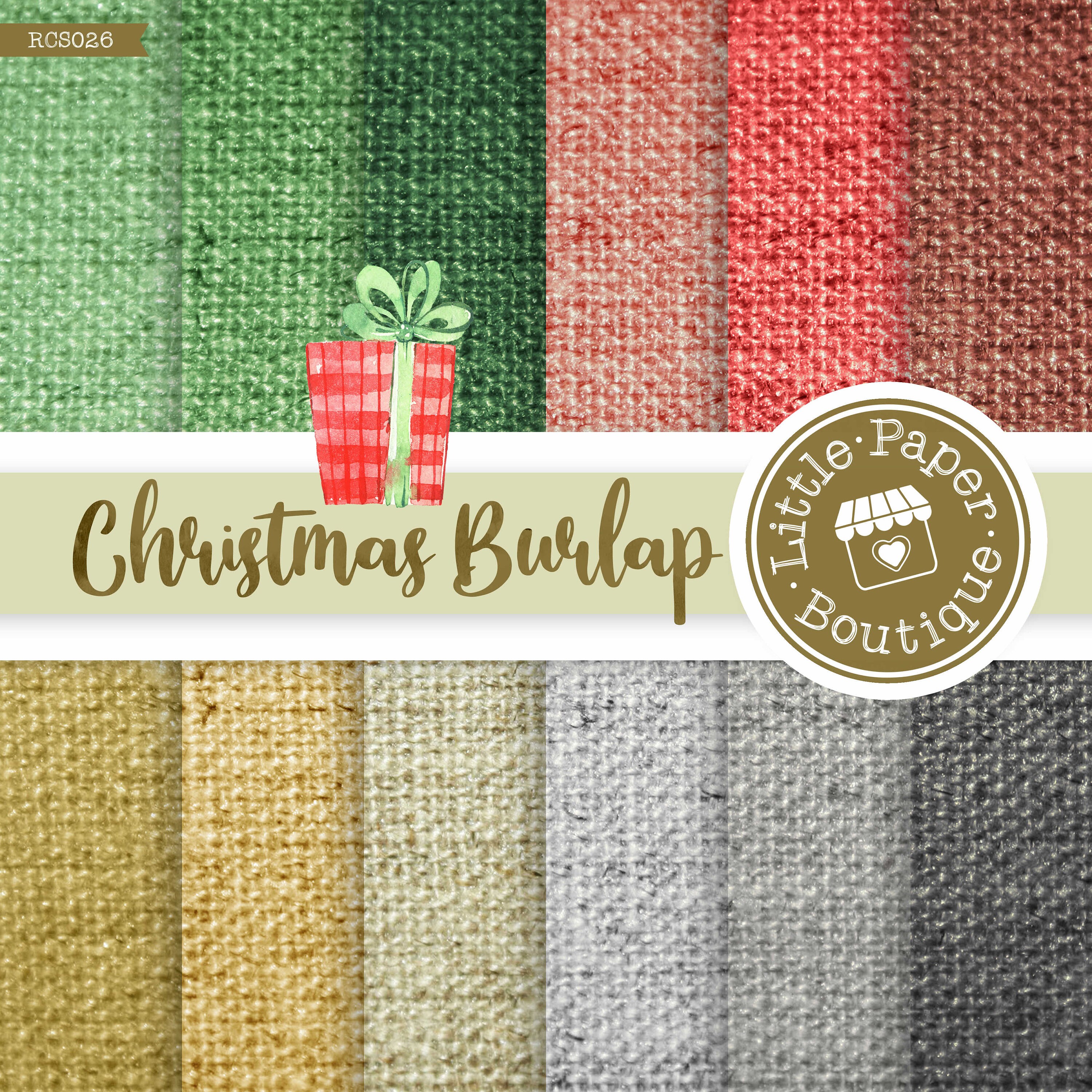 Christmas Burlap Digital Paper - Linen Natural Background, Textures ...