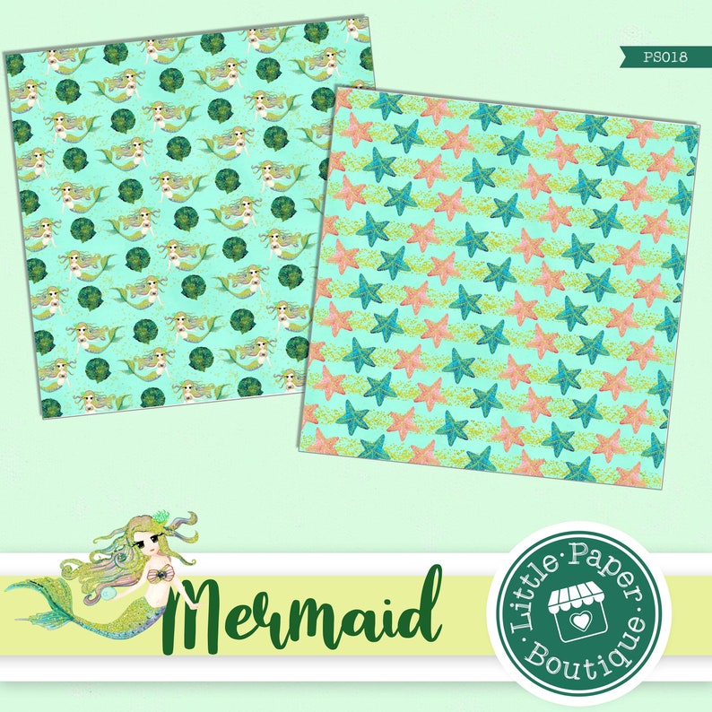 Golden Mermaid Digital Paper Mermaid Patterns Pink and | Etsy