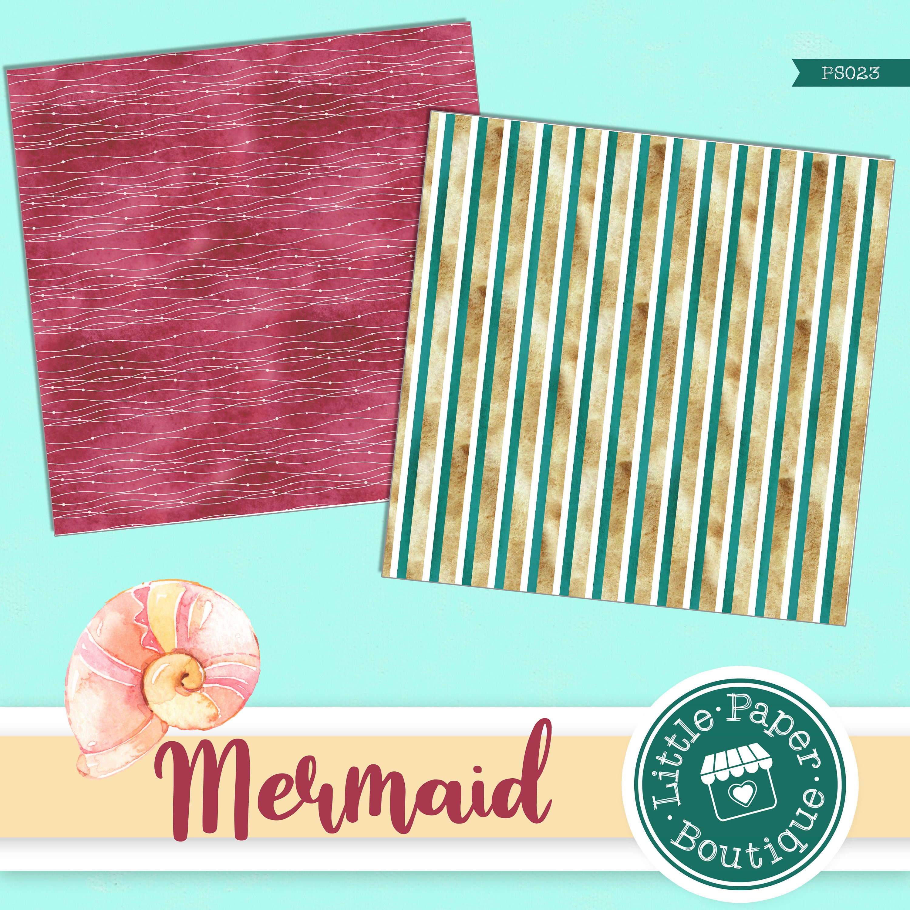 Mermaid Glitter Digital Papers Nautical Papers Ocean Papers | Etsy