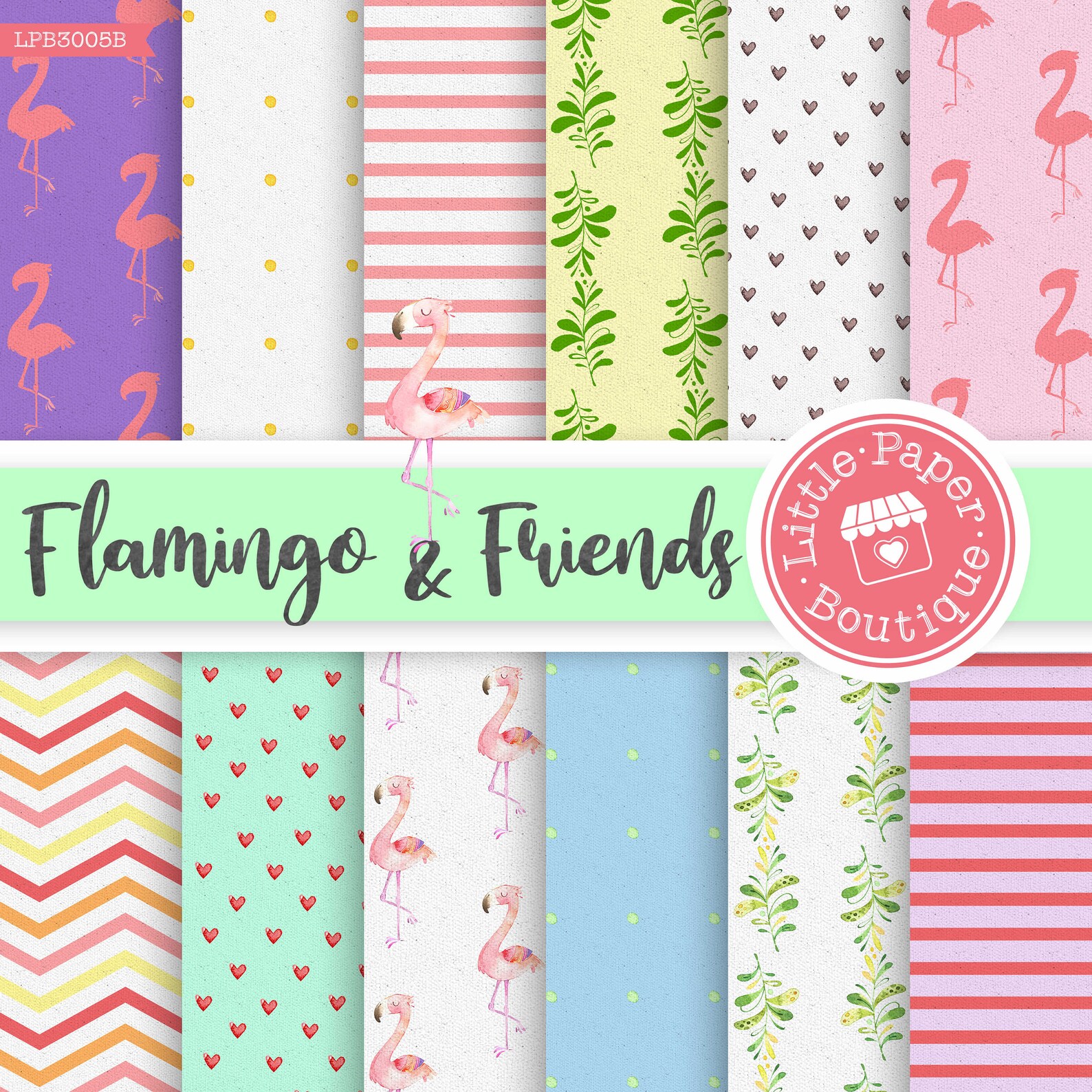 Flamingo Digital Paper Flamingos Papers Tropical Digital - Etsy