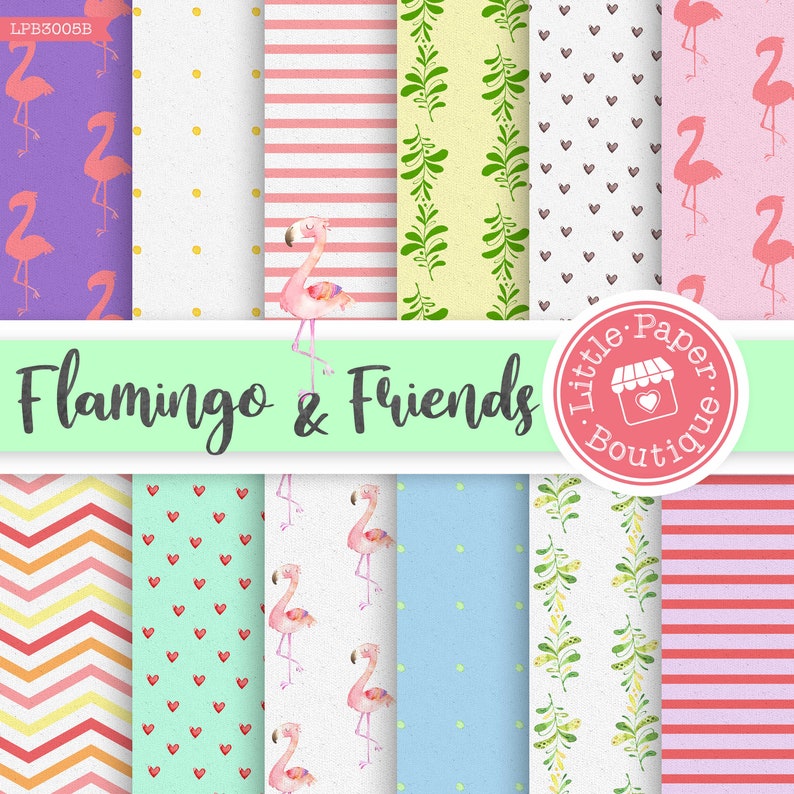 Flamingo Digital Paper Flamingos Papers Tropical Digital - Etsy