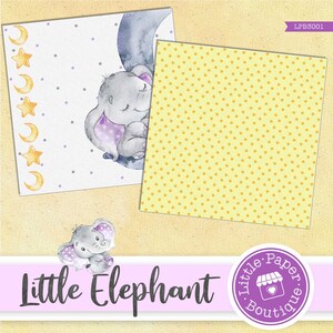 Purple Elephant Digital Paper, Baby Elephant Digital Paper, Baby ...