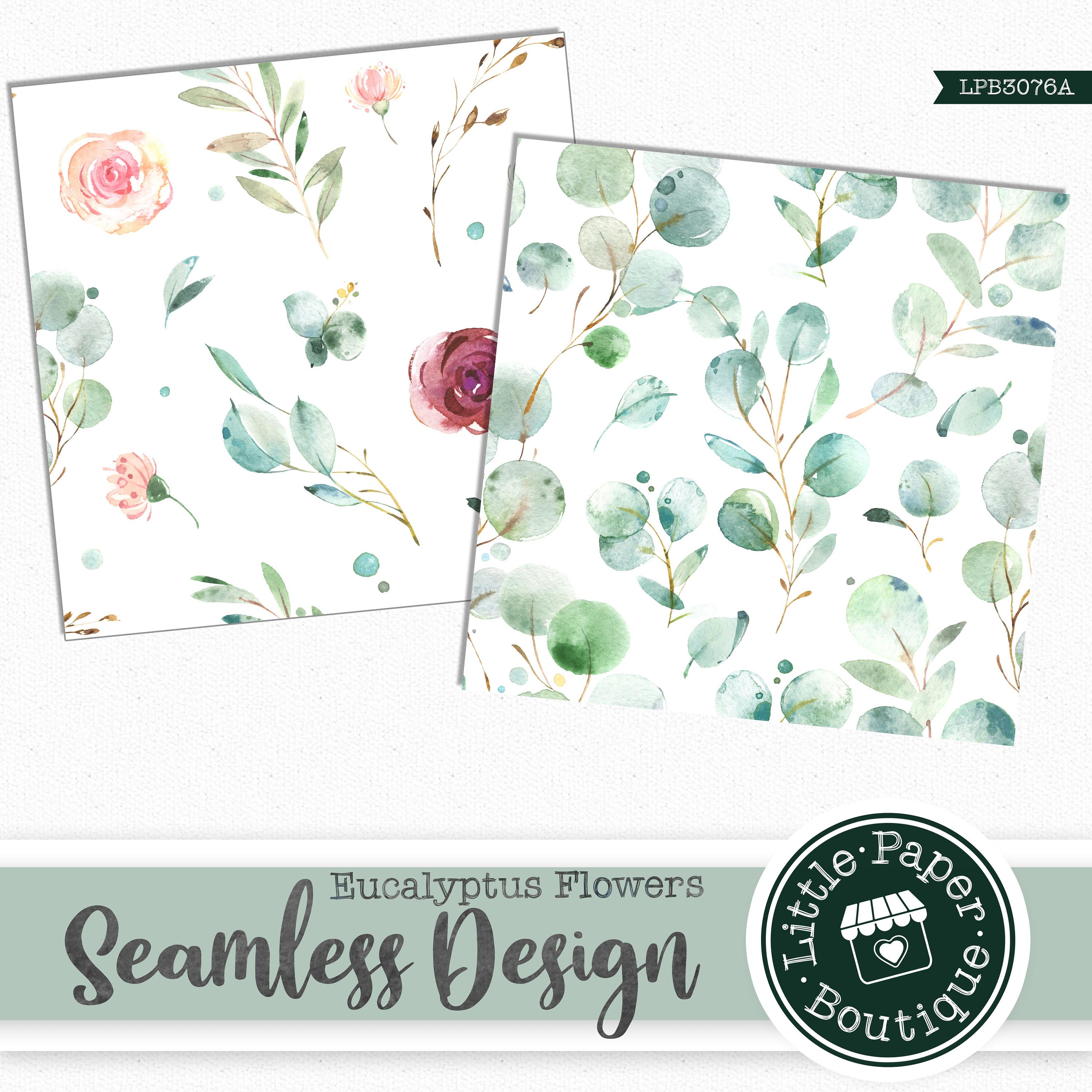 Watercolor Eucalyptus Digital Paper seamless eucalyptus | Etsy