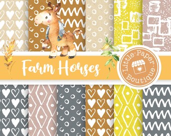 Farm Digital Paper, Farm Animal Digital Paper, COMMERCIAL USE, Animal ...