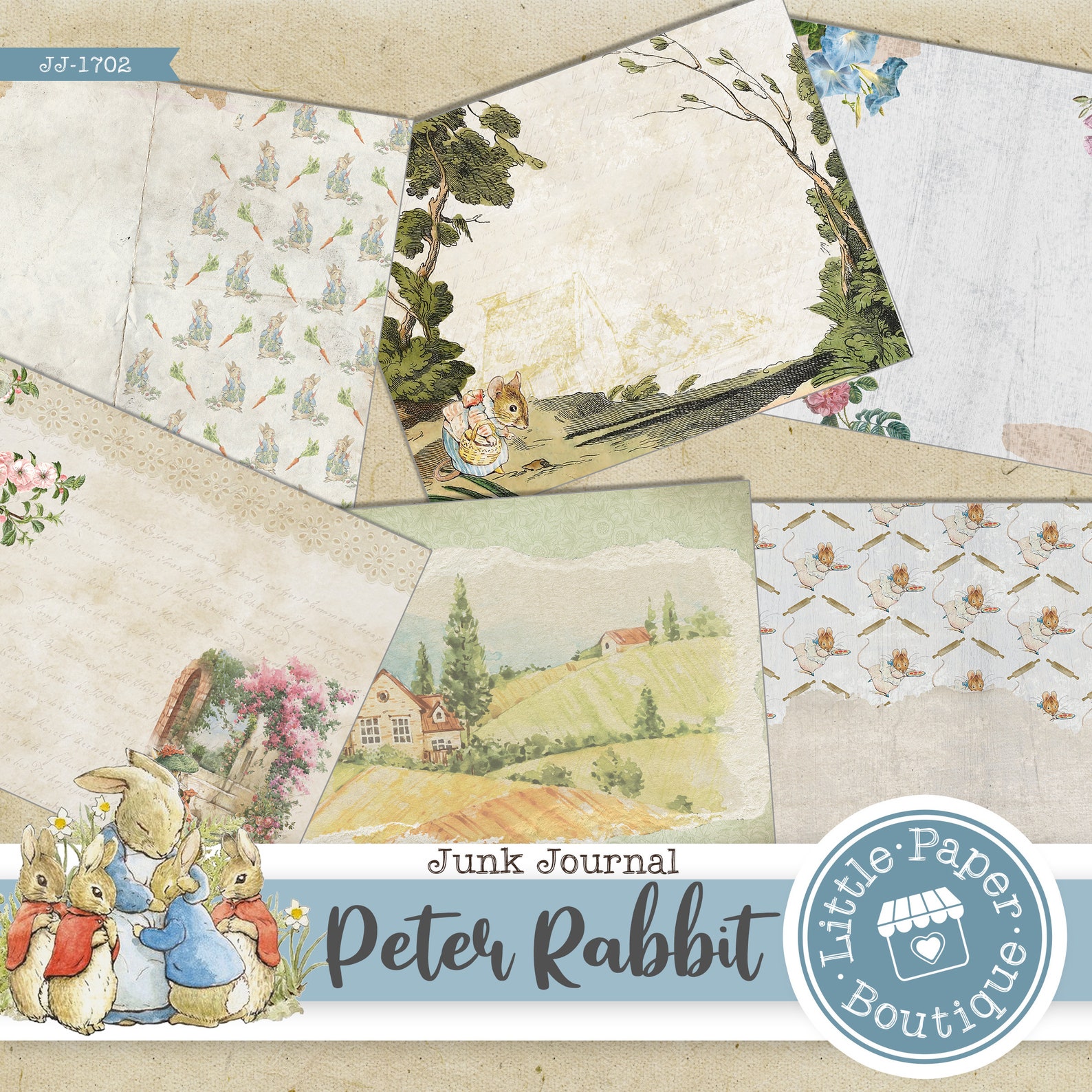 Peter Rabbit by Beatrix Potter Digital Junk Journal Kit (FULL KIT) With ...