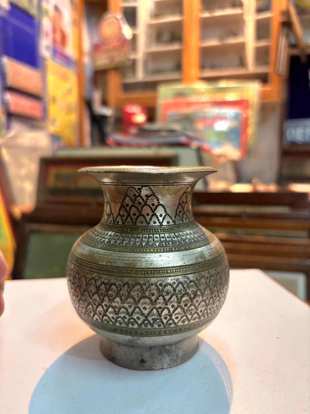 1800s Antique Metal and Copper With Silver Polish Holy Water Collect ...