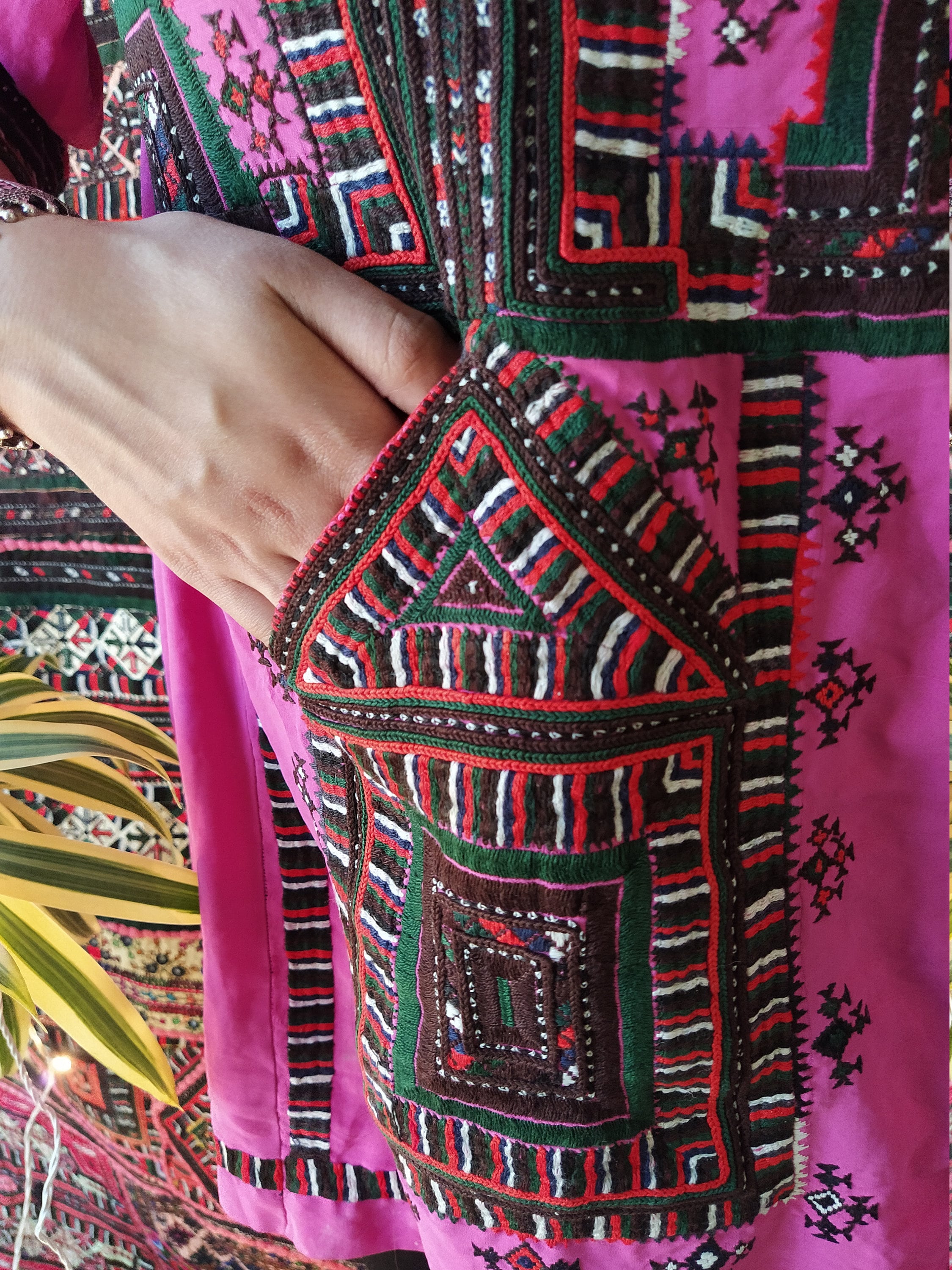 Balochi Dress, Hand Embroidery, Pink Baloch, Cotton Embroidery, Vintage ...