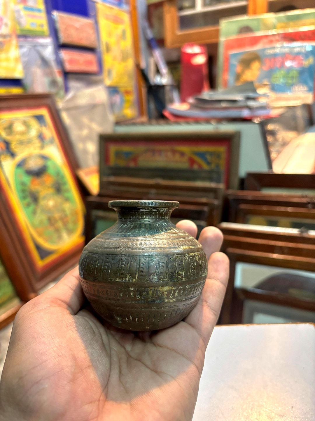 Antique 1800s Brass Traditional Ganga Jamuna Pot Lota / Chombu /hindu ...
