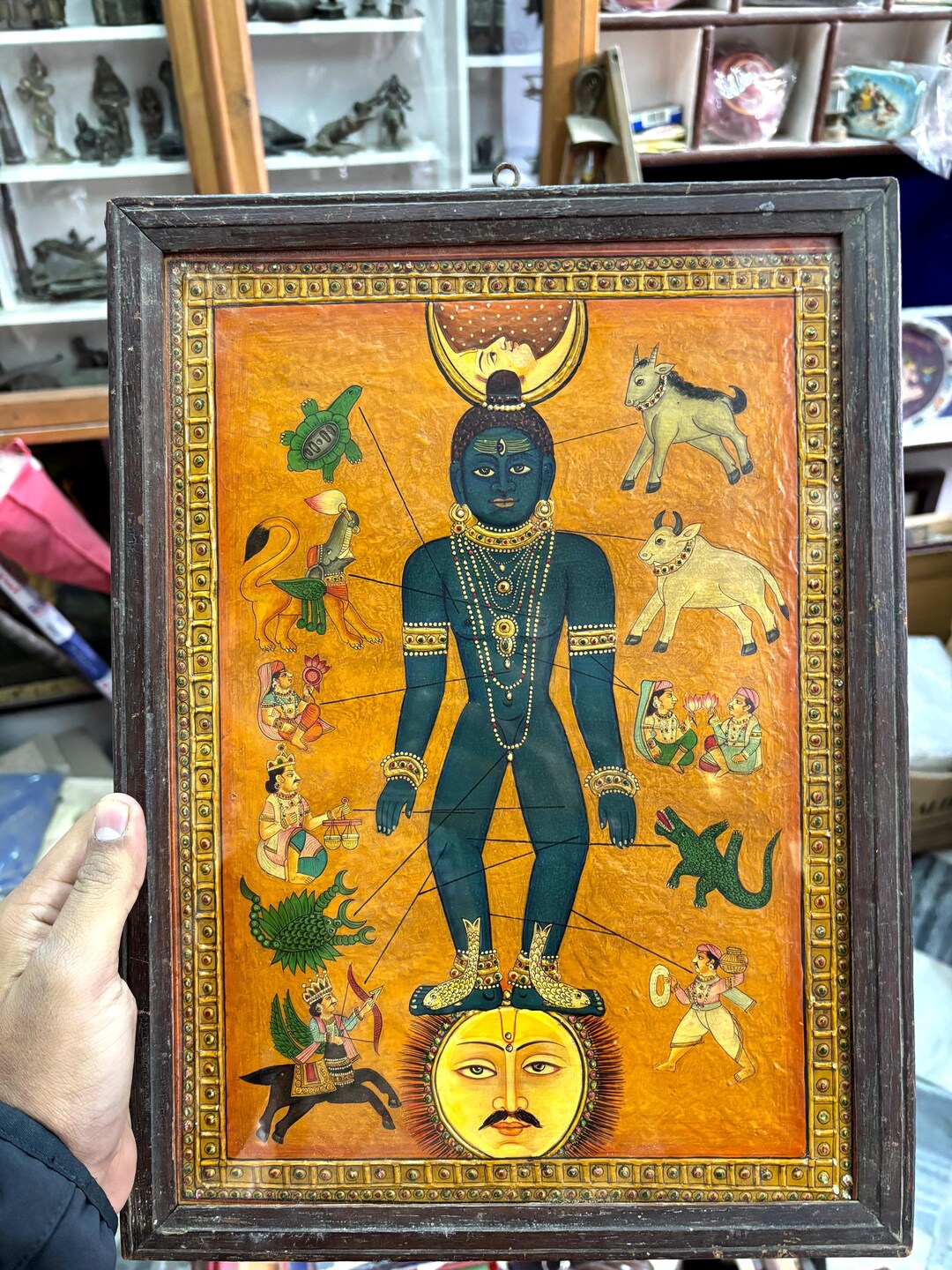 19th Century Vintage Zodiac Man Authentic Painting on Bamboo Paper ...