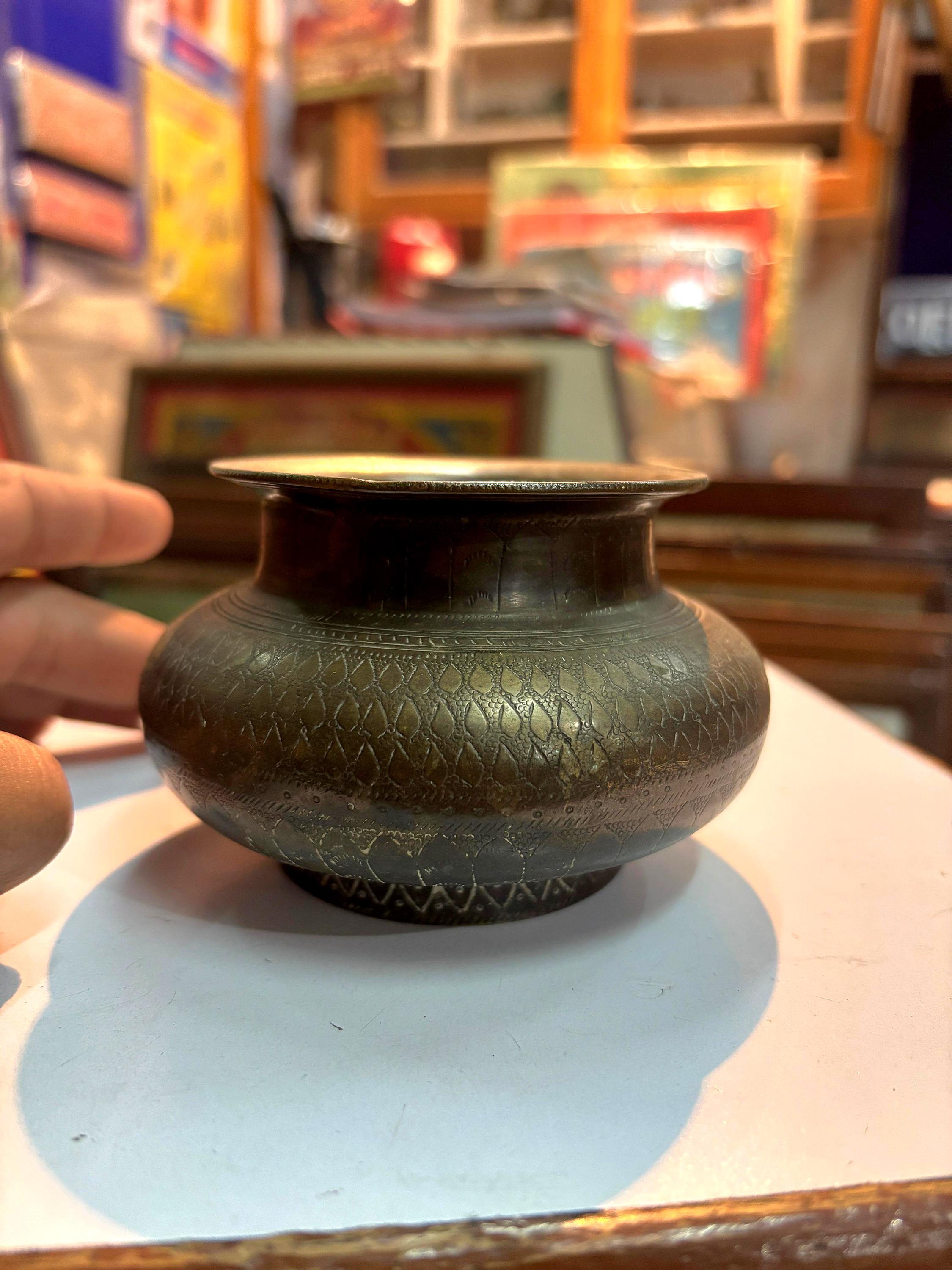 Antique 1800s Brass Traditional Ganga Jamuna Pot Lota / Chombu /hindu ...