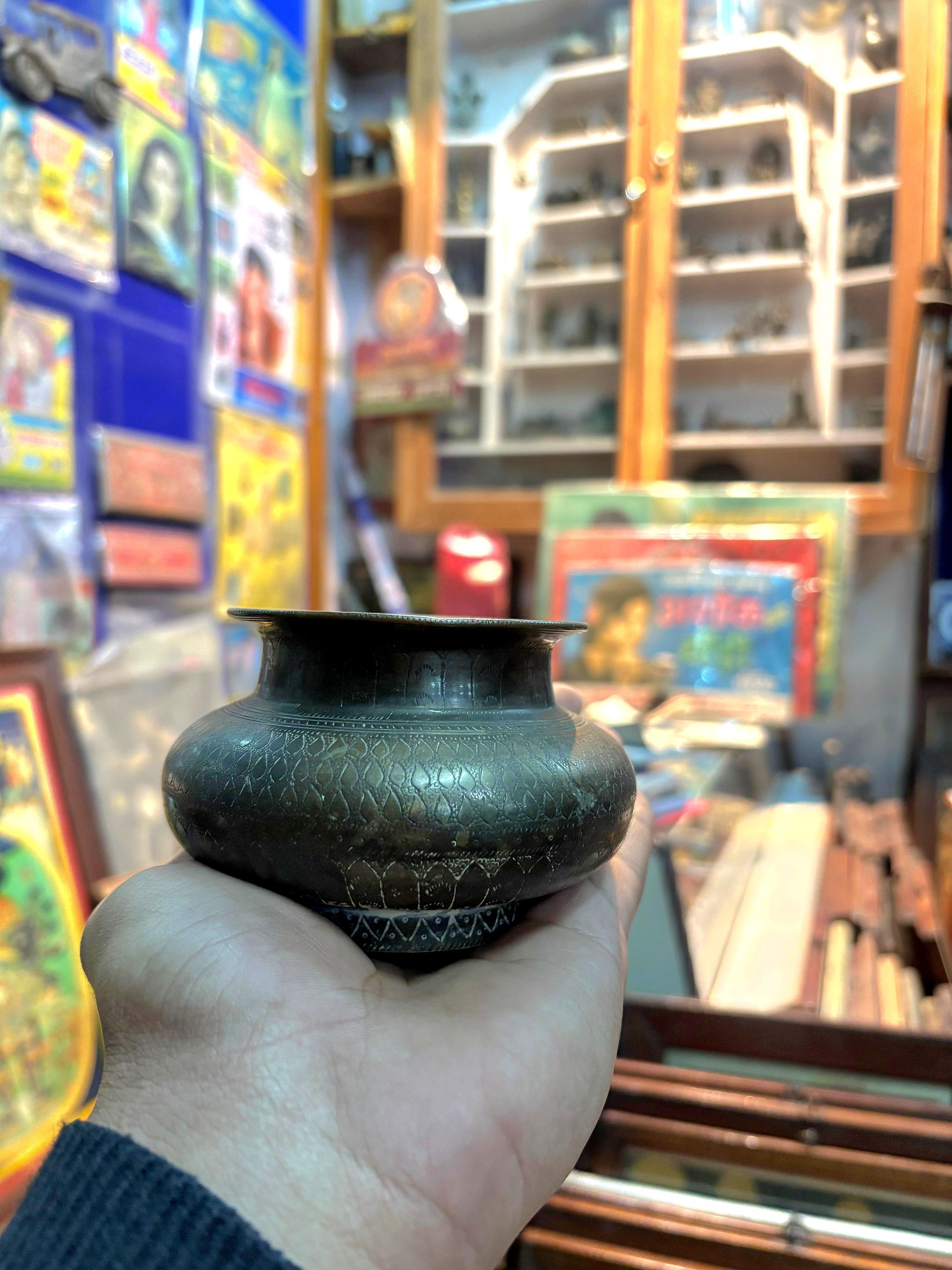 Antique 1800s Brass Traditional Ganga Jamuna Pot Lota / Chombu /hindu ...