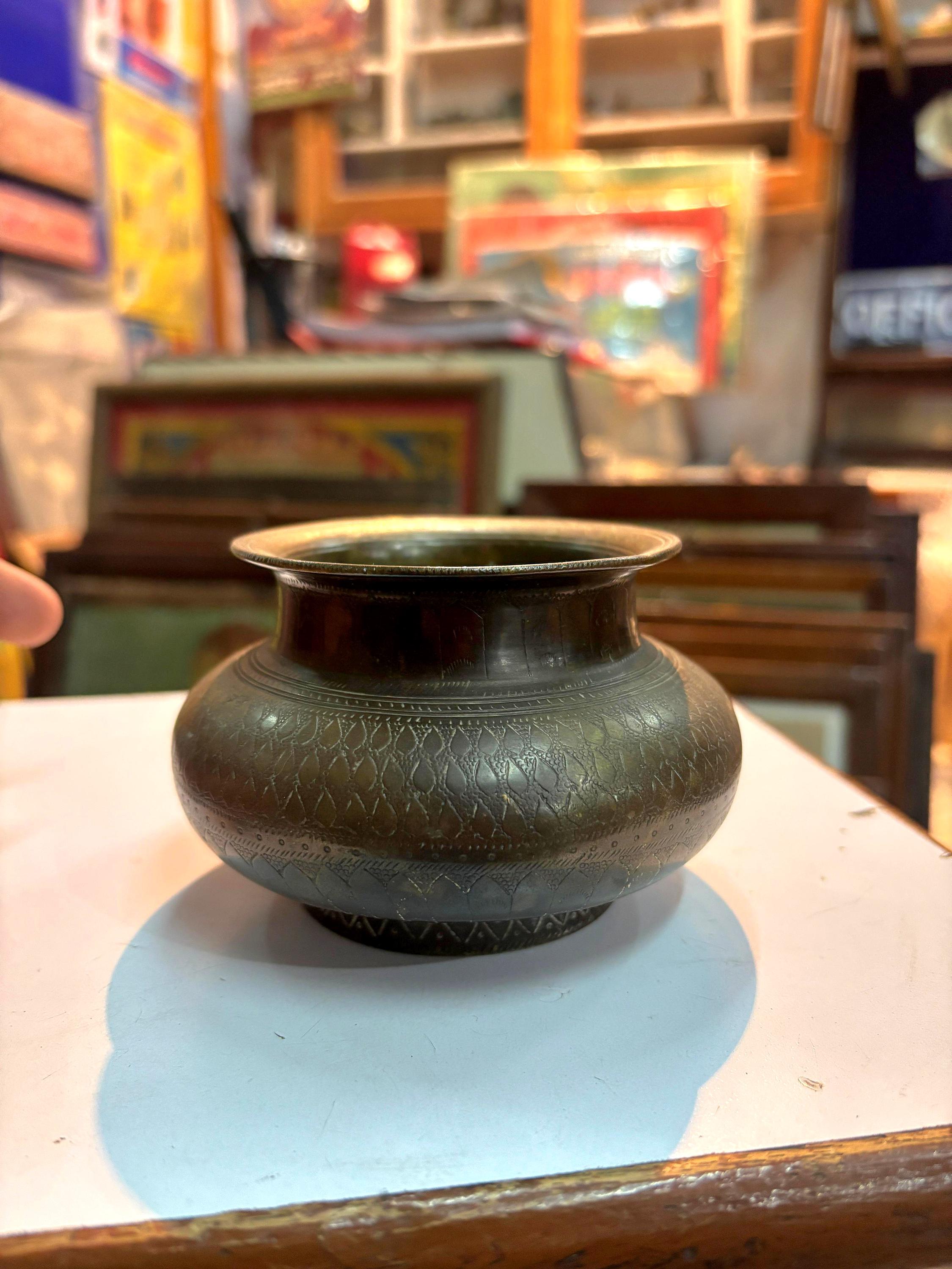 Antique 1800s Brass Traditional Ganga Jamuna Pot Lota / Chombu /hindu ...