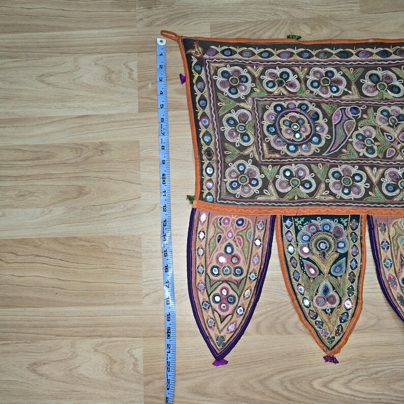 Vintage Hand Embroidered Toran | Mirror Work Door Hanging | Gujarati ...