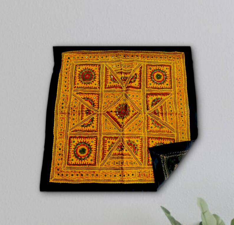 Vintage Pakistan Handembroidered Tapestry/patchwork Rug/ Mirror ...