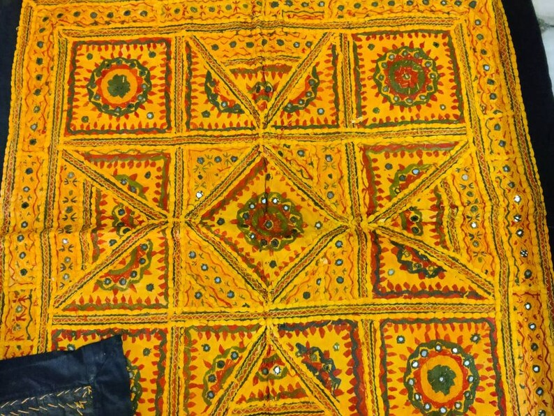 Vintage Pakistan Handembroidered Tapestry/patchwork Rug/ Mirror ...