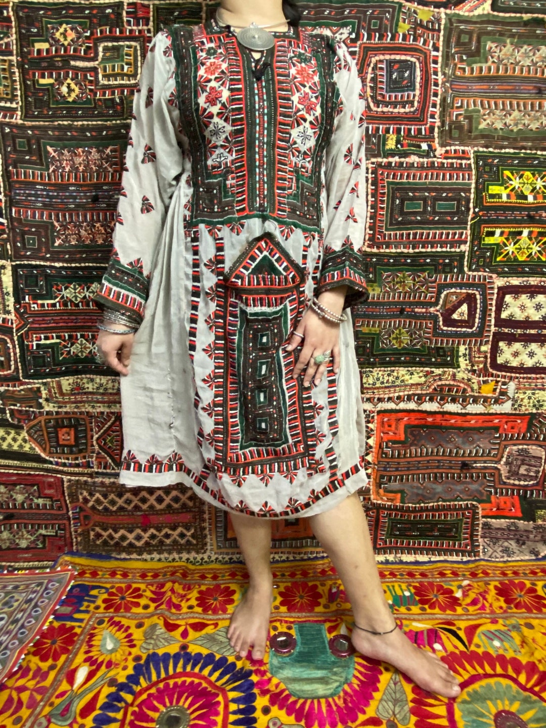 1990s Vintage Handembroidered Afghan Balochi Women’s Tunic/dress ...