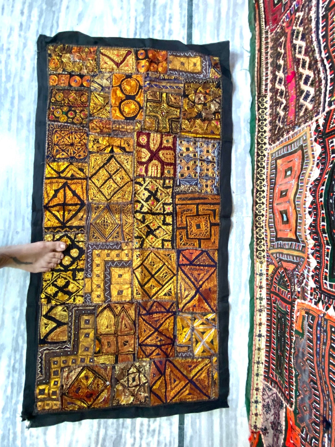 Vintage Antique Ethnic Pakistan Mirror Metallic Zari Work ...