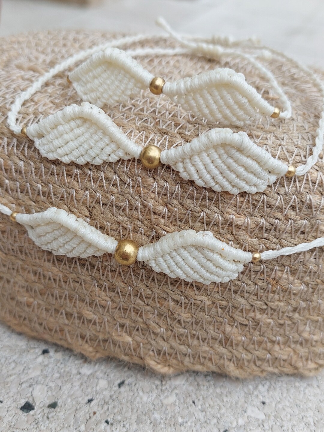 Angel Wings Ensemble: Handcrafted Macrame Jewelry Set With Brass Accents, Minimalist Necklace ...