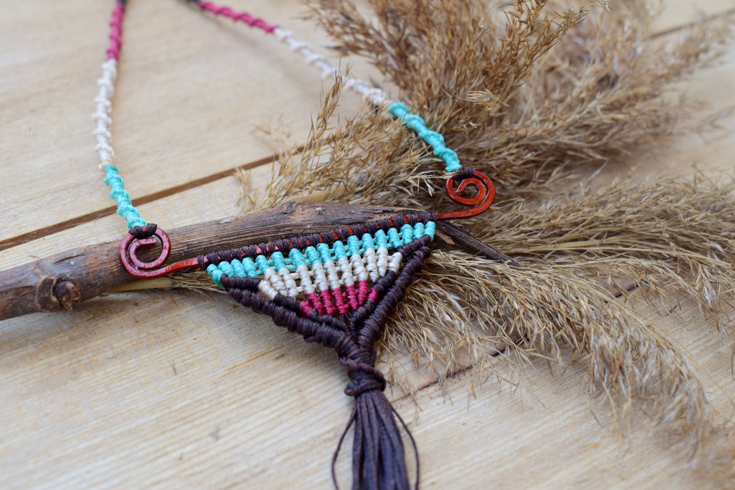 Macrame Men's Necklace Boho Jewelry Ethnic Necklace - Etsy