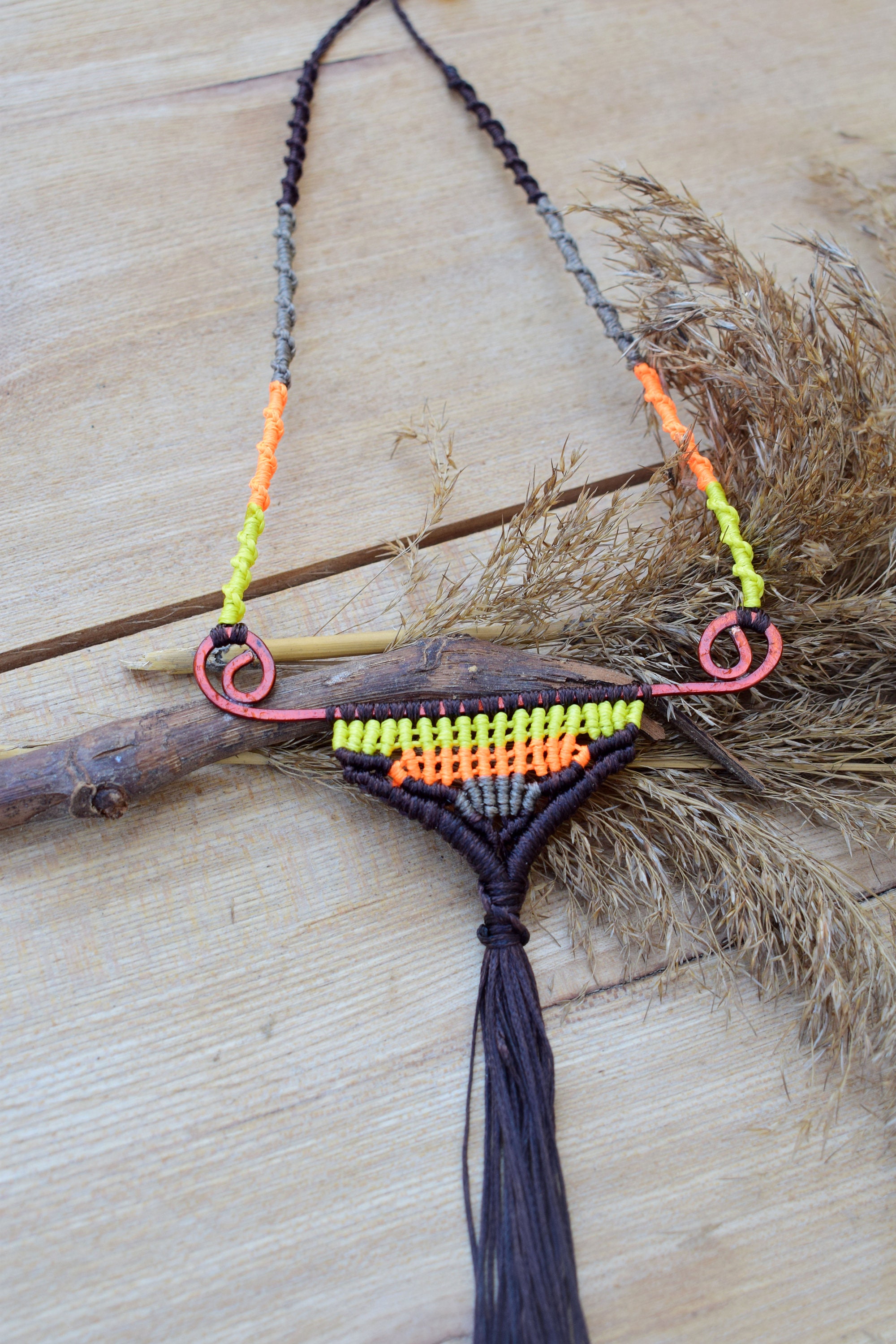 Macrame Men's Necklace Boho Jewelry Ethnic Necklace - Etsy