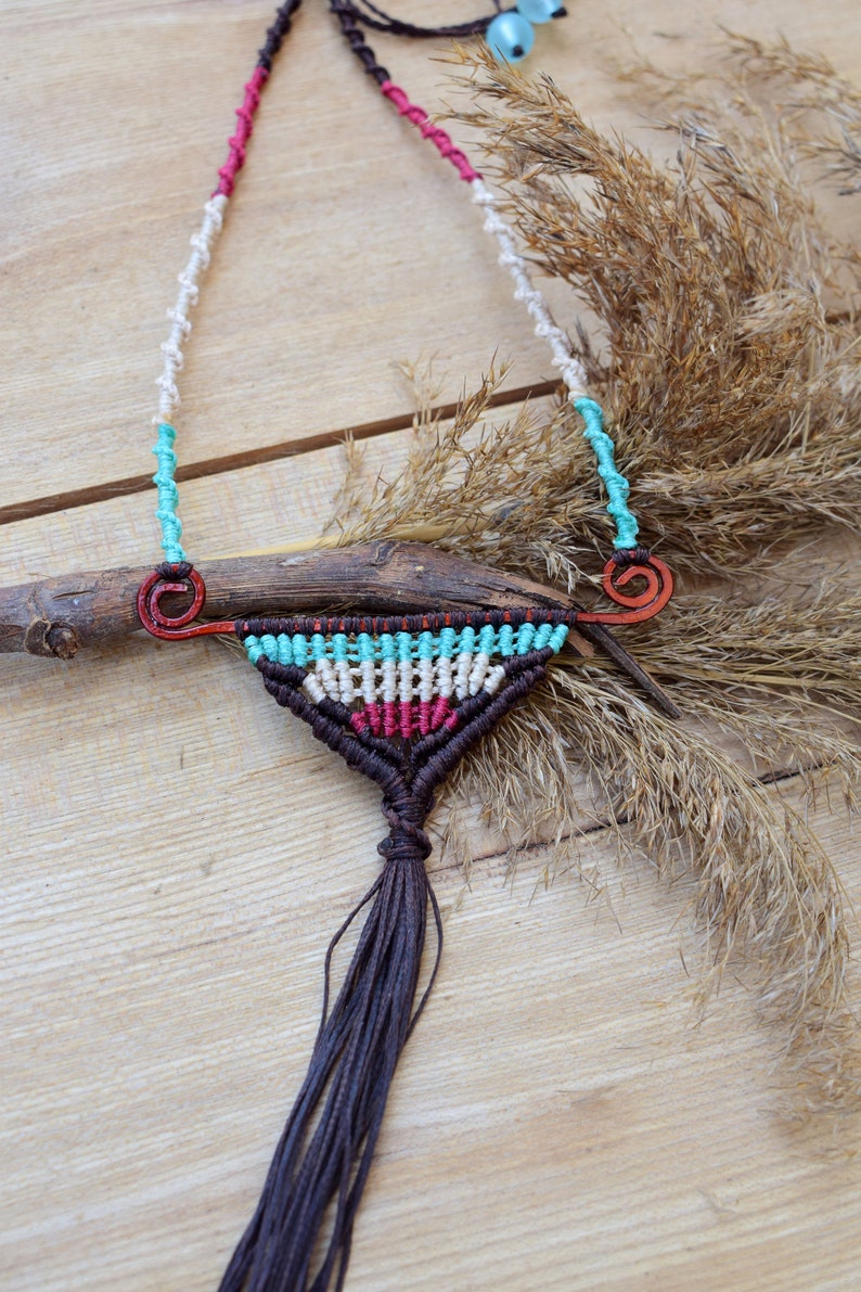 Macrame Men's Necklace Boho Jewelry Ethnic Necklace | Etsy