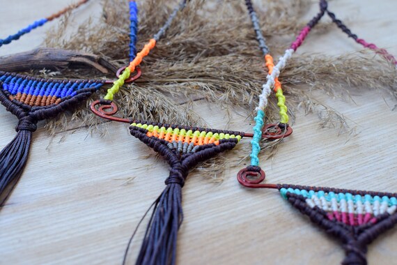 Macrame Men's Necklace Boho Jewelry Ethnic Necklace | Etsy