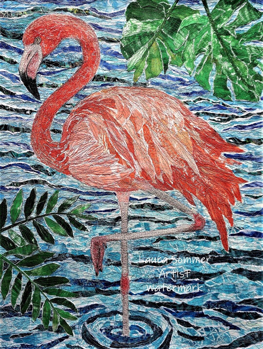 Flamingo Mixed Media Collage - Etsy
