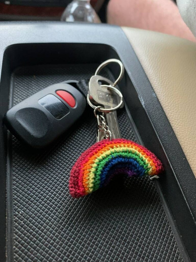 Rainbow Crochet Keychain, Multicolor - Etsy