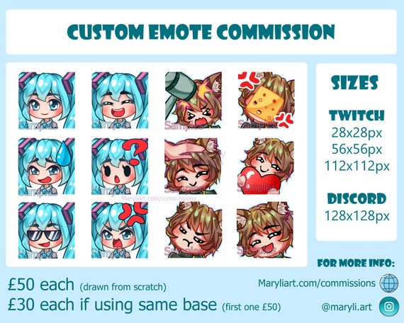Custom Emote Commission/ Twitch Emotes/ Discord Emotes/ - Etsy